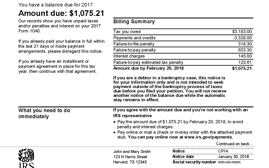 IRS Notice CP14 - Balance Due | H&R Block