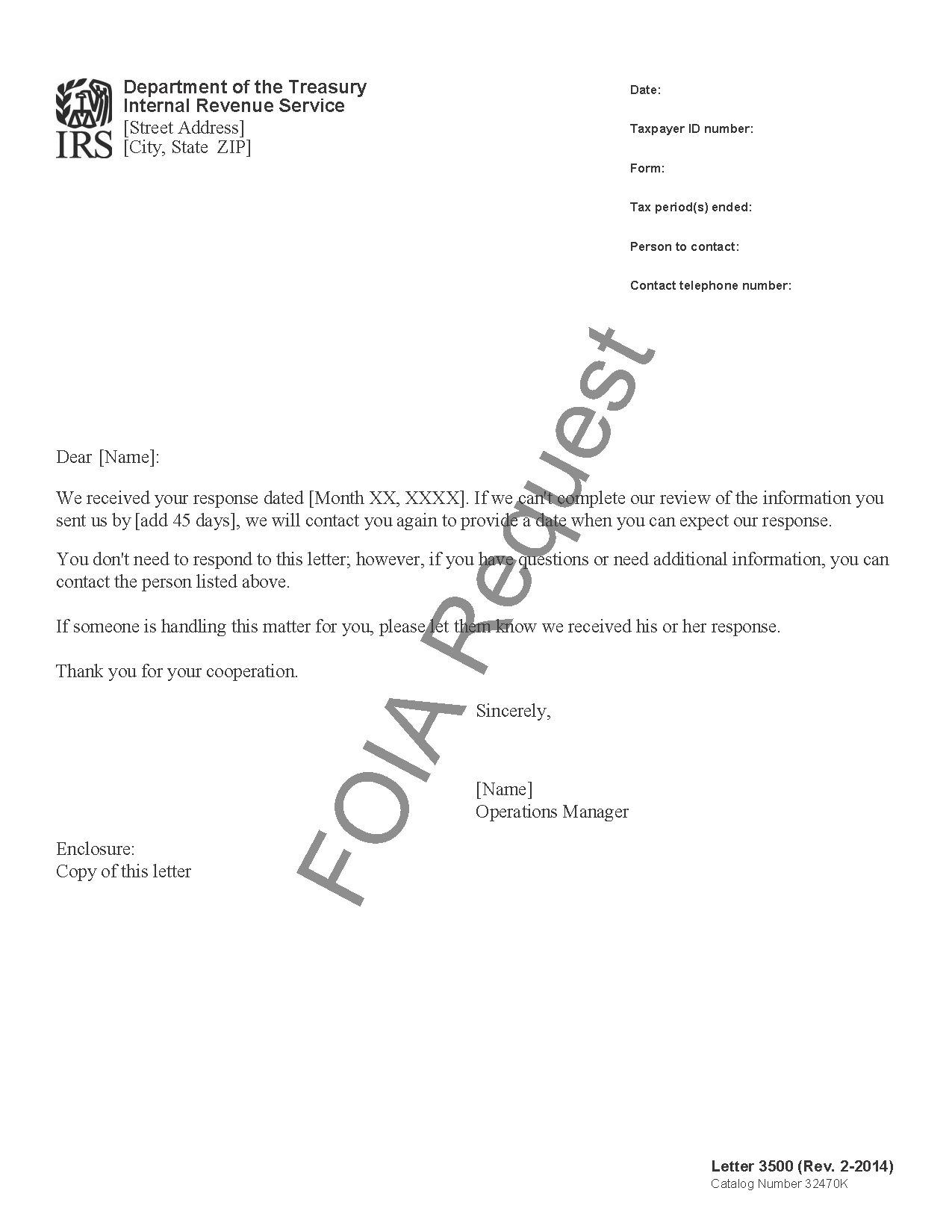IRS Letter 3500 - Interim Letter | H&R Block